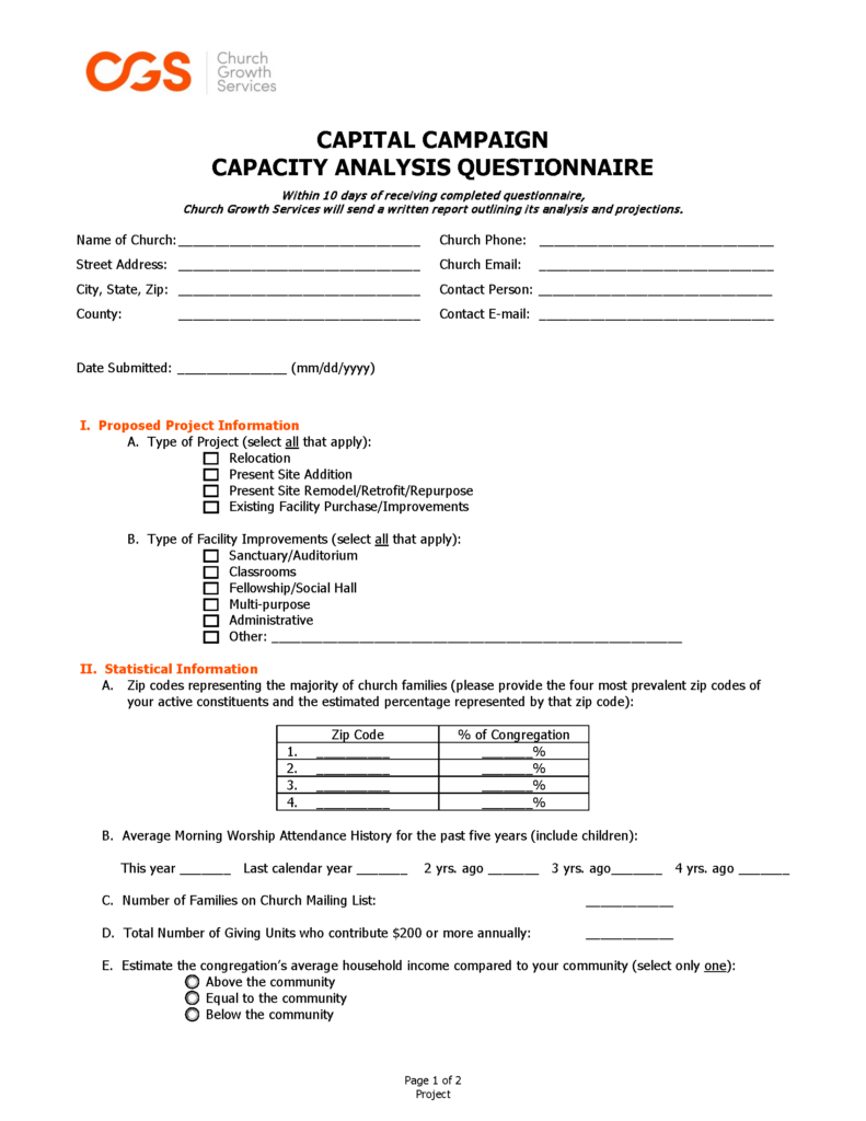 Campaign Capacity Assessment for a Project